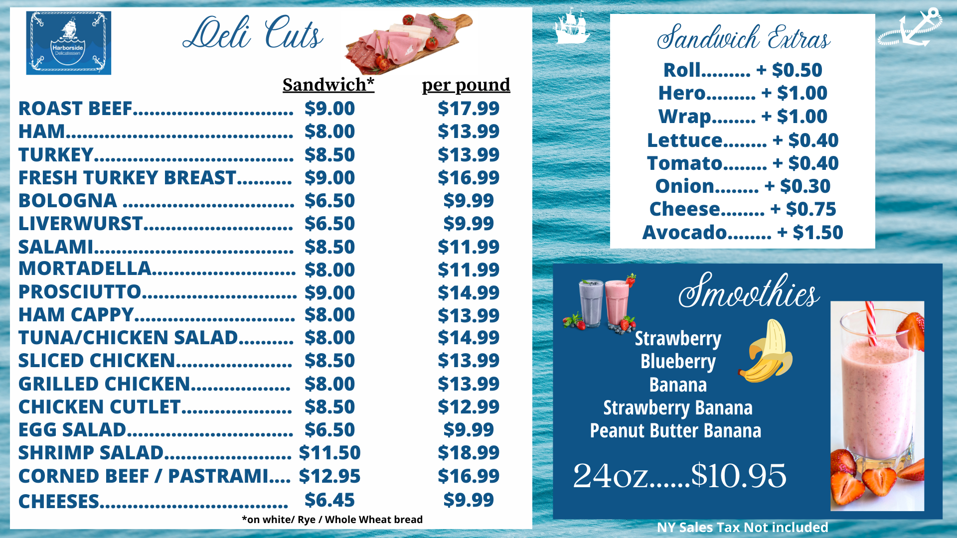 MENU Harbor Side | NORTH SHORE FINE FOODS